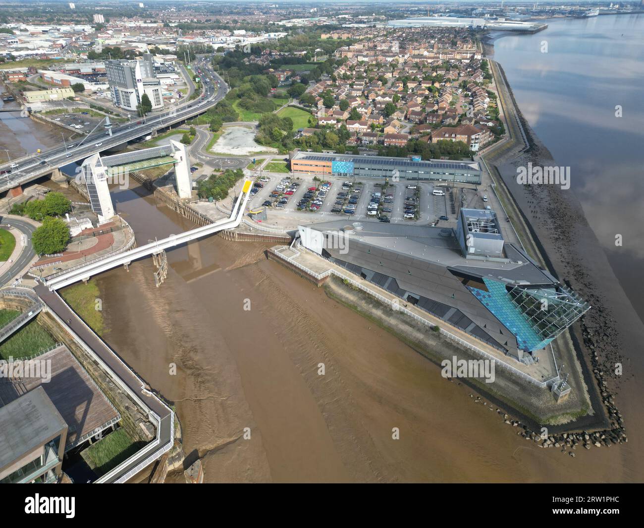 High resolution drone view of Hull, UK waterside marina area Stock ...