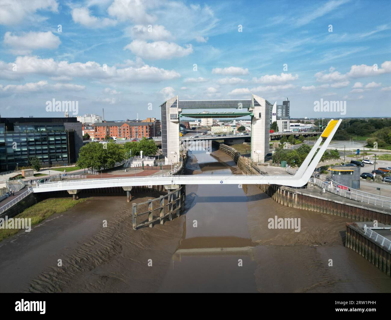 High resolution drone view of Hull, UK waterside marina area Stock ...