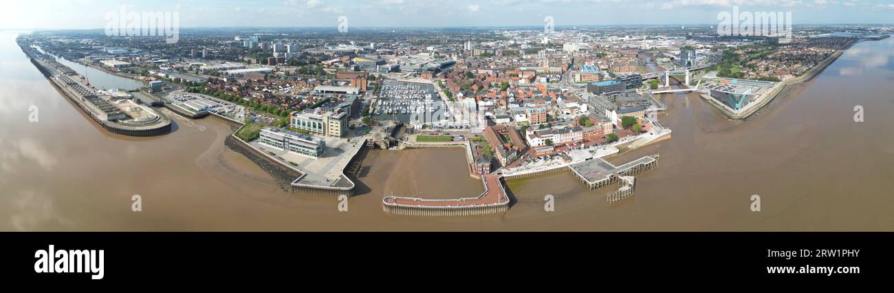 High resolution drone view of Hull, UK waterside marina area Stock ...