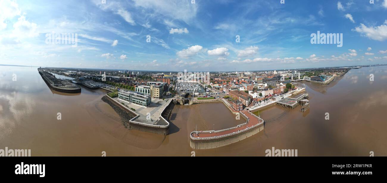 High resolution drone view of Hull, UK waterside marina area Stock ...
