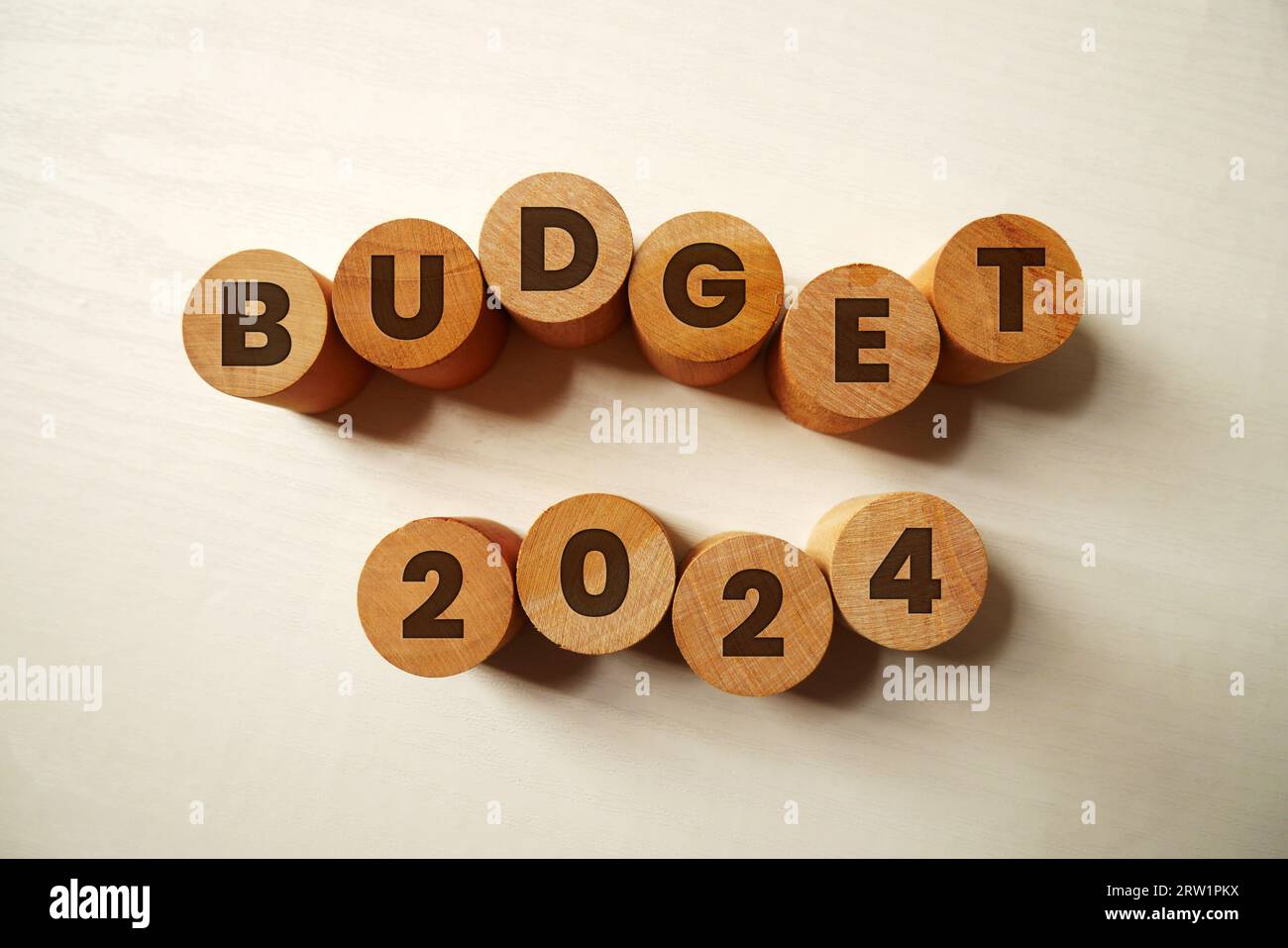 Budget 2024 text on wooden blocks on white background. Budgeting ...
