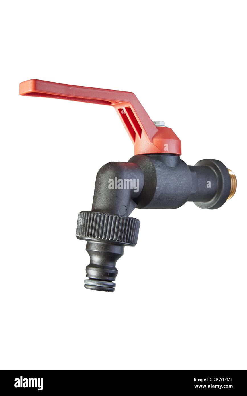 Garden tap with connection isolated on white background Stock Photo - Alamy
