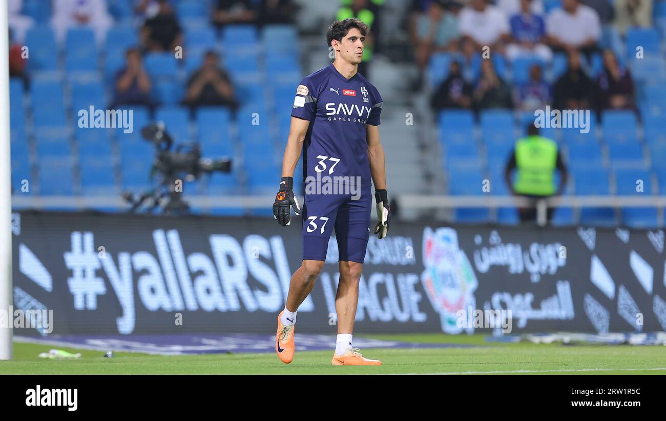 Yassine Bounou of Al-Hilal SFC in action during their Match Day 6 of the SAFF Roshn Saudi Pro ...