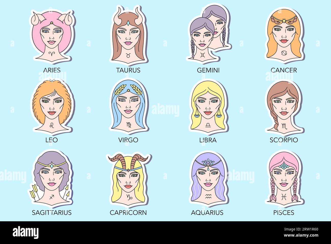 Collection of zodiac signs Stock Vector Image & Art - Alamy
