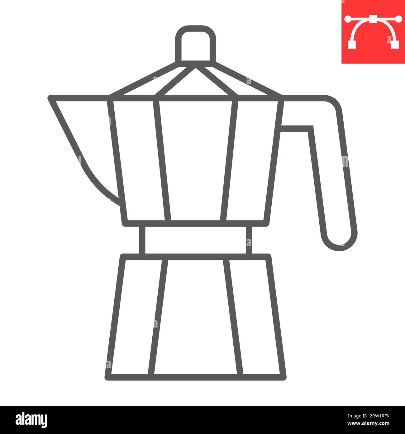 Moka pot line icon, coffee and drink, coffee maker vector icon, vector graphics, editable stroke ...
