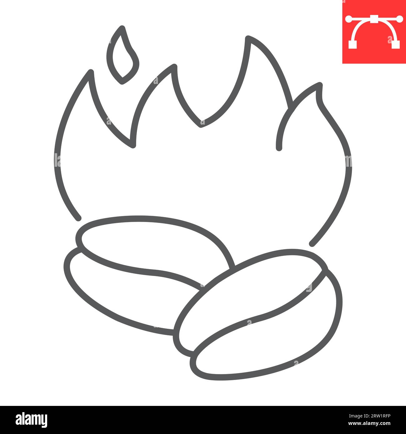 Coffee roasting line icon, seed and plant, coffee beans vector icon ...