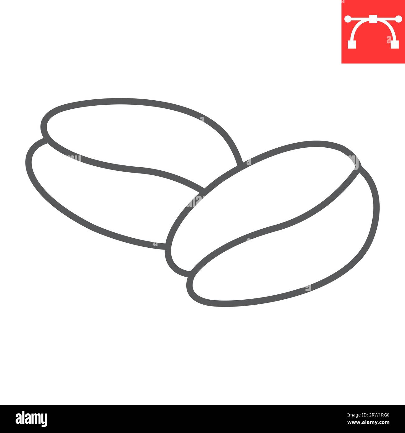 Coffee beans line icon, seed and plant, coffee grain vector icon ...