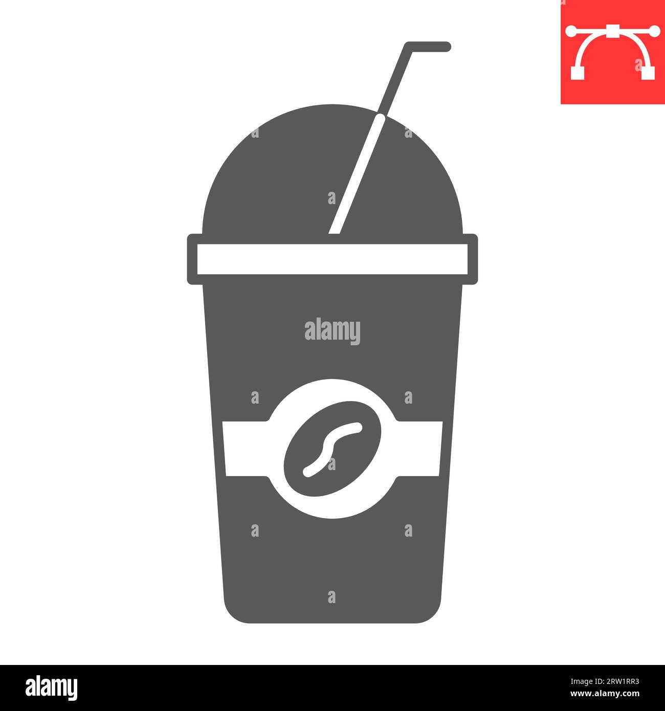 Iced coffee glyph icon, frappe and drink, ice latte vector icon, vector graphics, editable ...