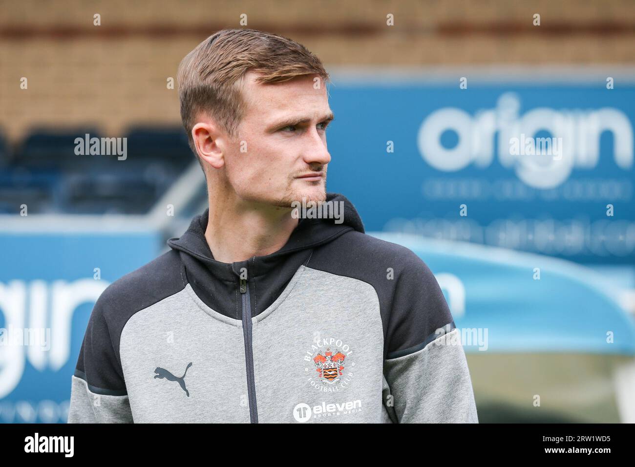 Callum Connolly #2 of Blackpool arriving at the stadium during the Sky ...