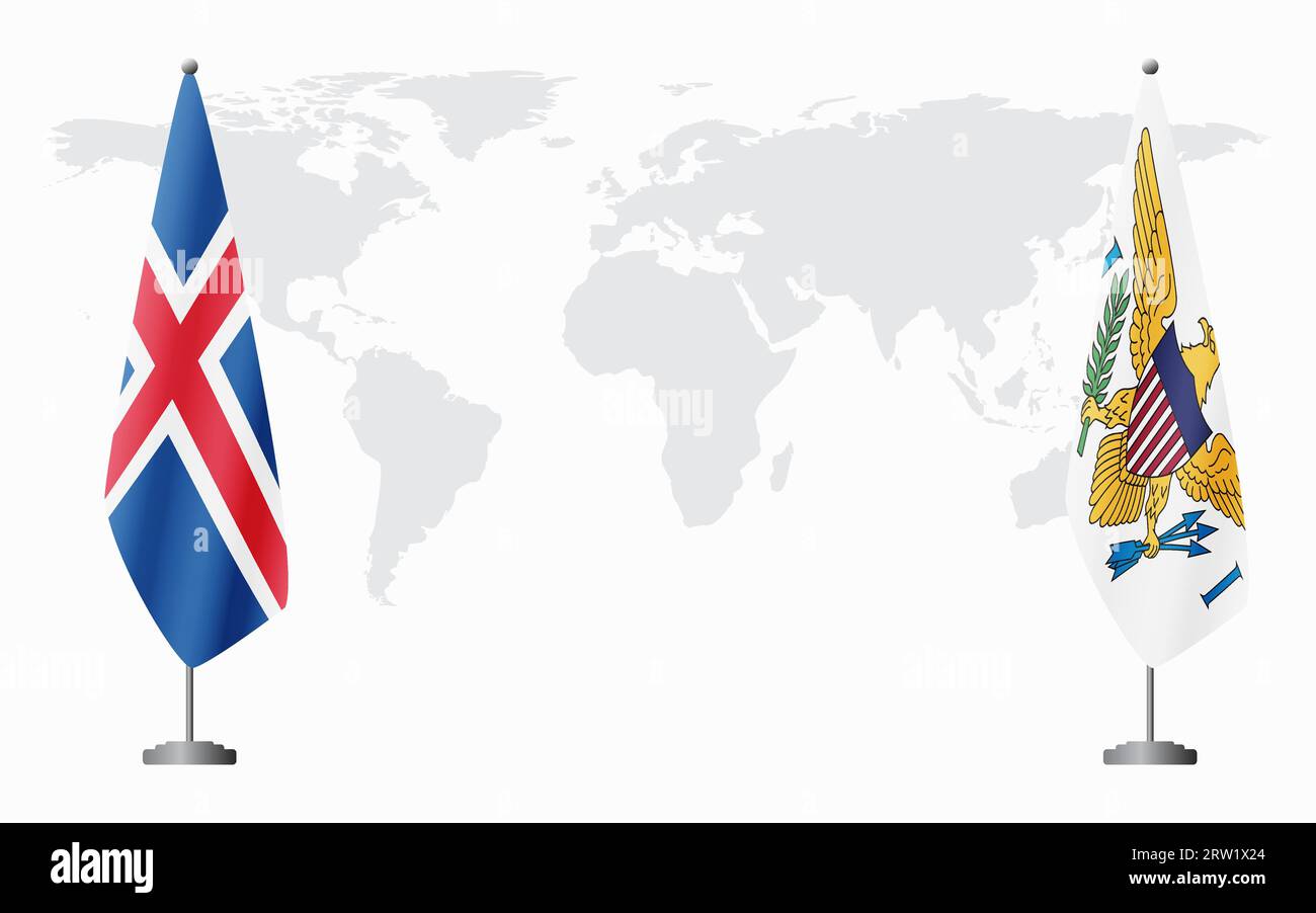 Iceland and United States Virgin Islands flags for official meeting ...