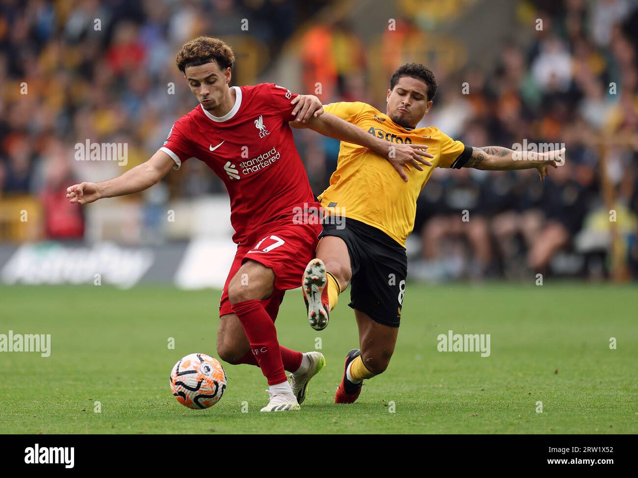 Liverpool's Curtis Jones and Wolverhampton Wanderers' Joao Gomes (right ...