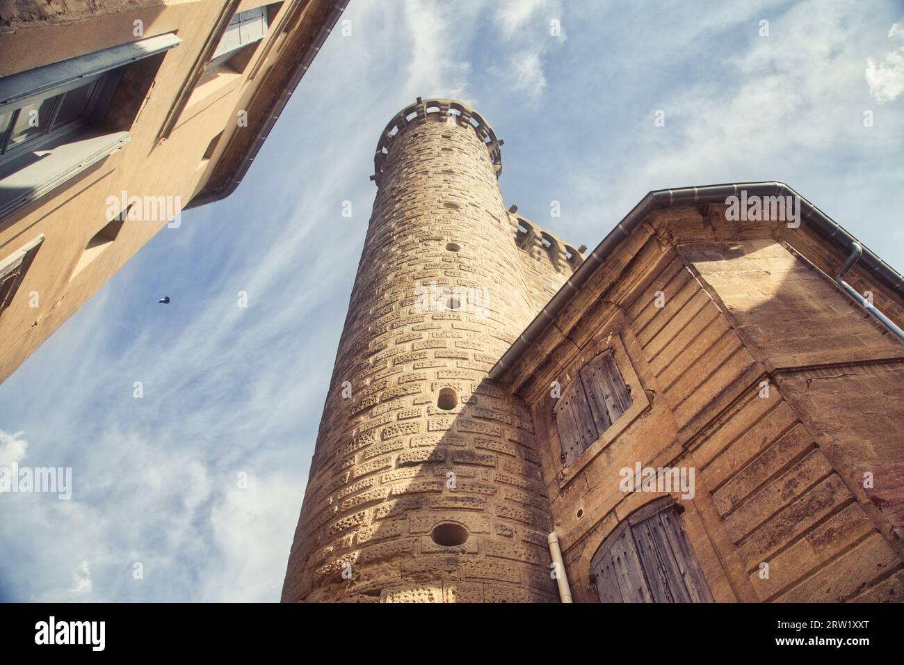 the view up to a tower of the The Duke's castle, called the Duchy (Le ...