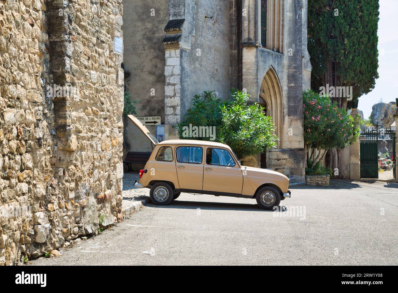 an old french car with open back door Stock Photo - Alamy