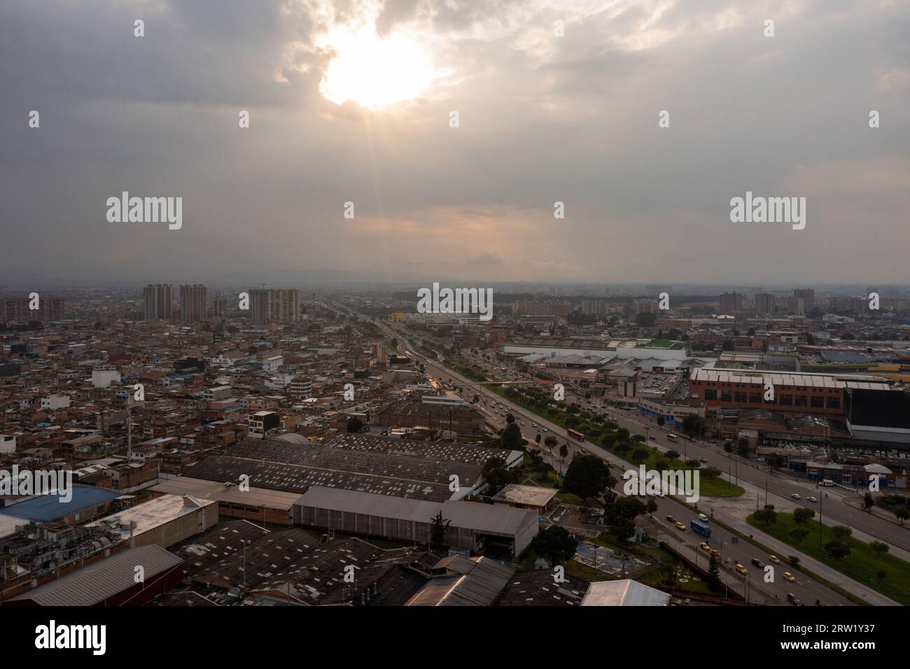 Panoramic aerial view of the cityscape of Bogota, the capital of ...