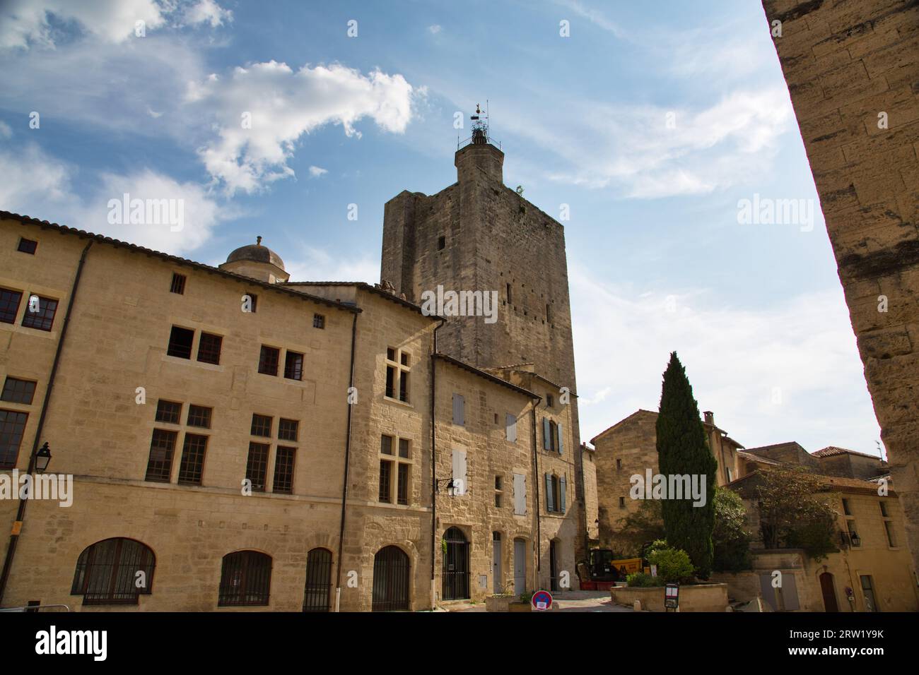 the beautiful architecture of the small french town "Uzès Stock Photo ...