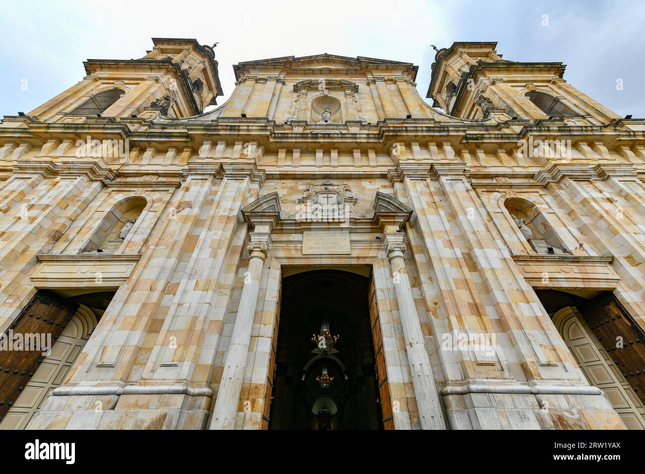 Exterior of the Primatial Cathedral of Bogota in Bolivar Square in ...
