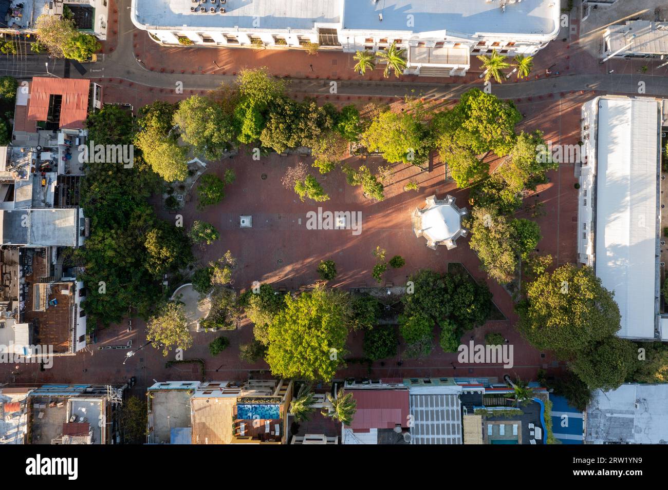 Aerial view of Lovers' Park (Parque de los Novios) in Santa Marta ...