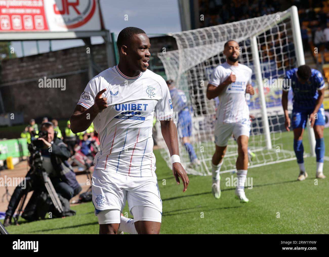 Rangers' Rabbi Matondo celebrates scoring their side's second goal of ...