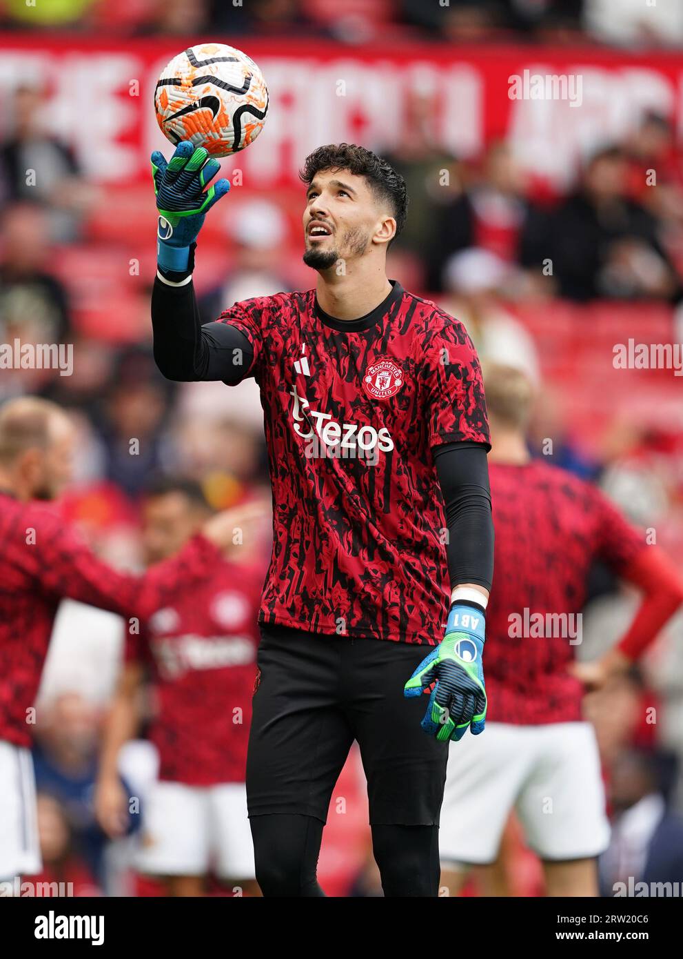 Manchester United goalkeeper Altay Bayindir warming up before the ...