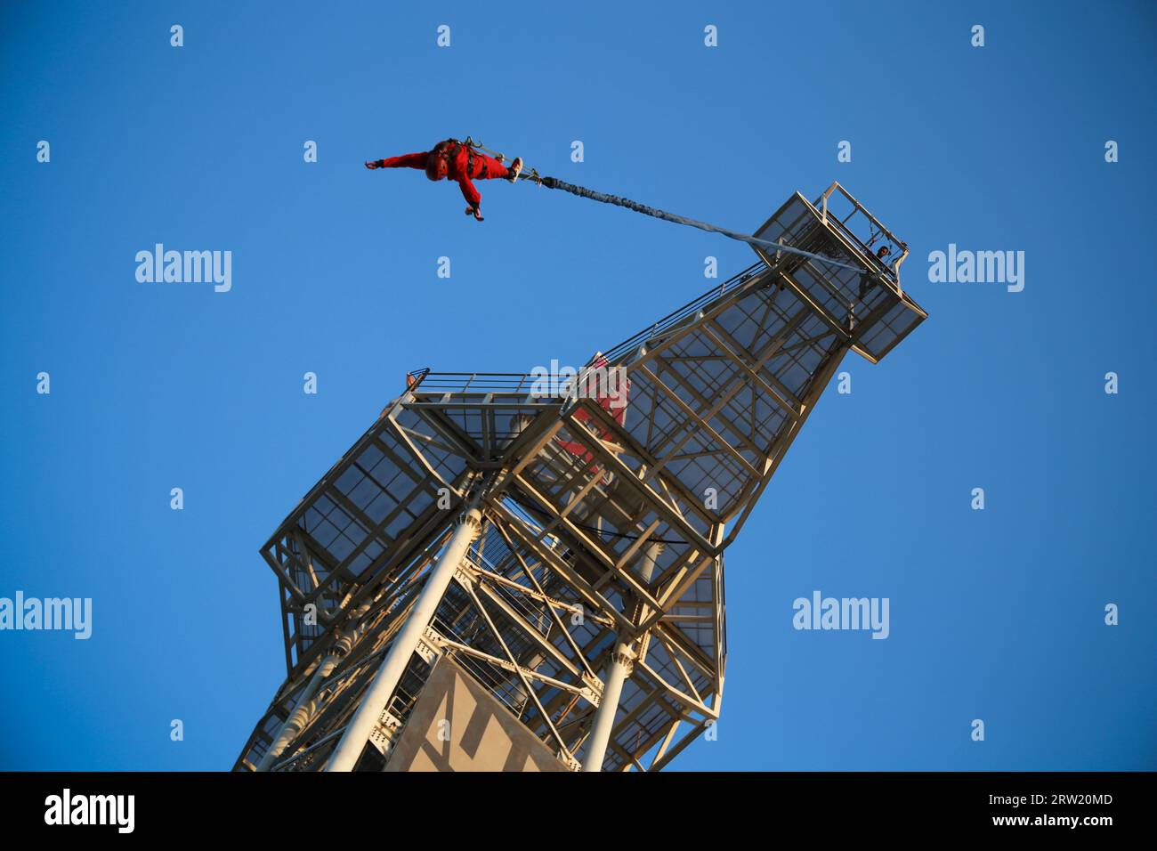 Tehran, Iran. 15th Sep, 2023. An Iranian person makes a bungee jump ...
