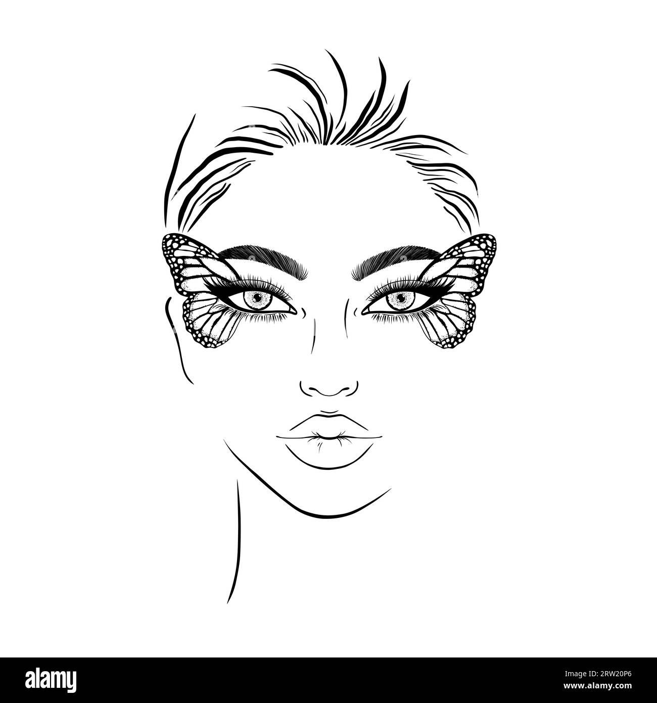 Young Woman With A Butterfly Stock Vector Images Alamy