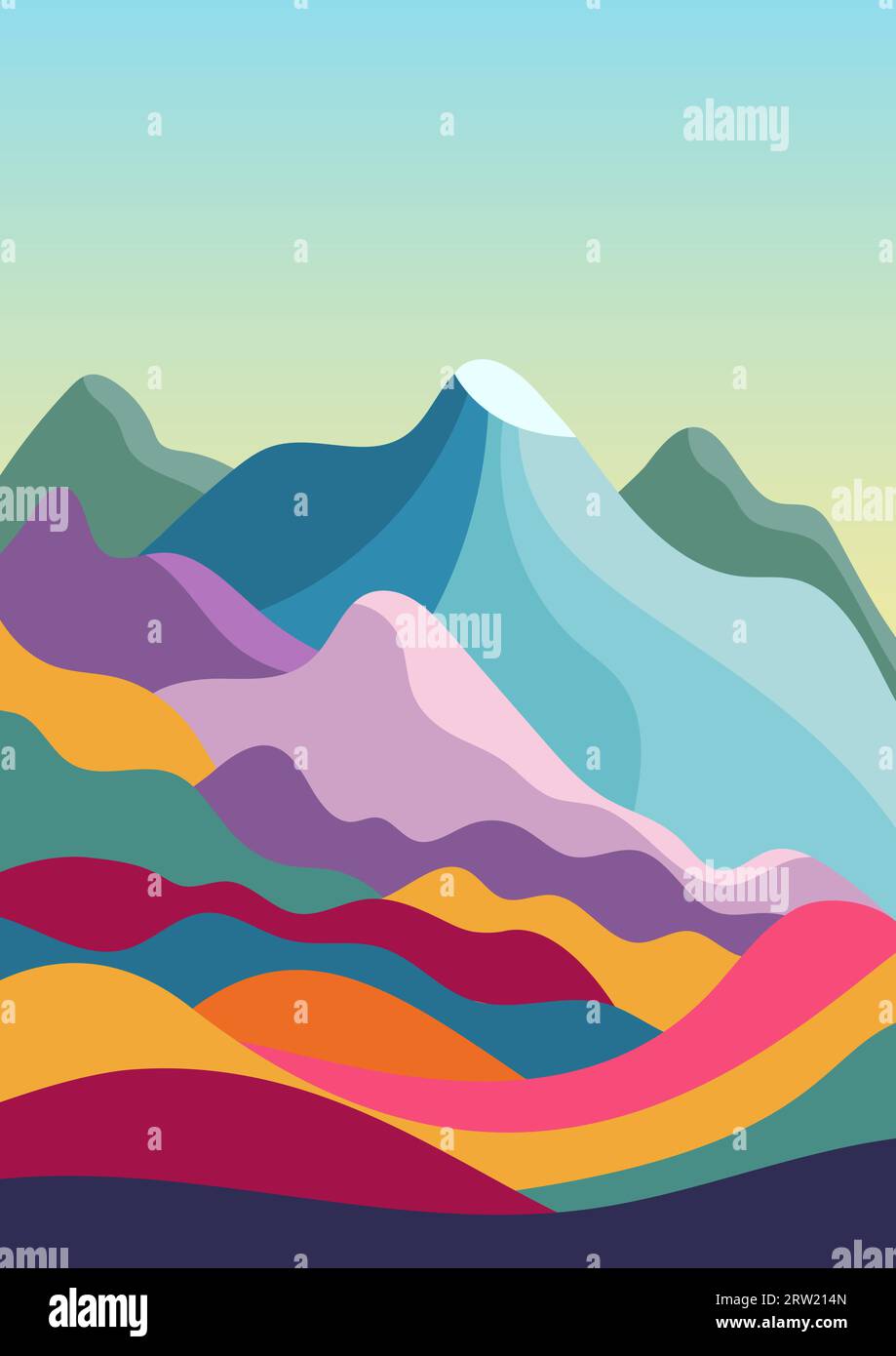 Colorful landscape with colorful mountains Stock Vector Image & Art - Alamy