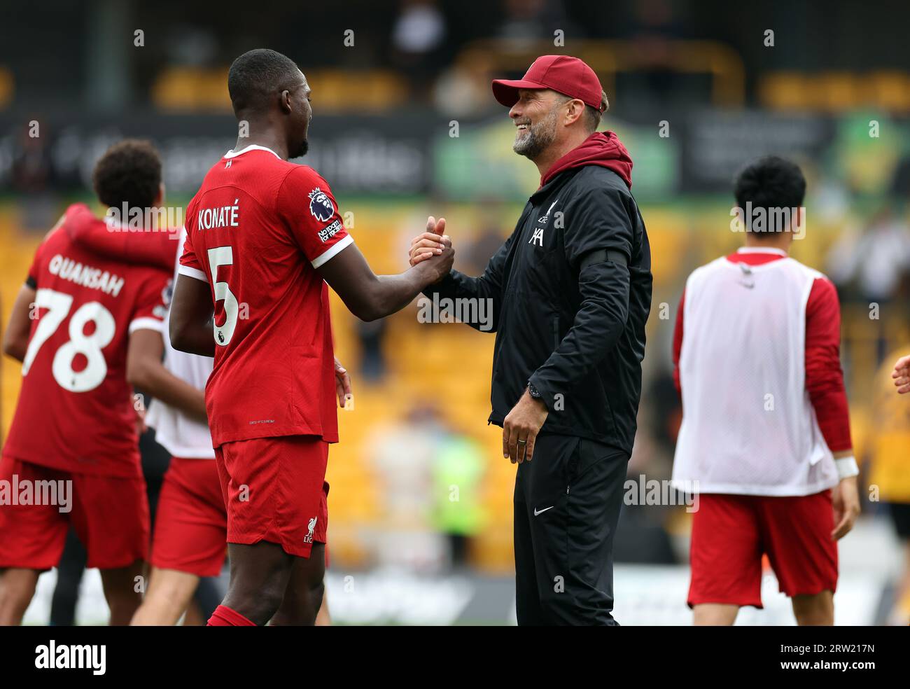 Liverpool manager Jurgen Klopp and Ibrahima Konate after the Premier ... Liverpool manager Jurgen Klopp and Ibrahima Konate after the Premier ...