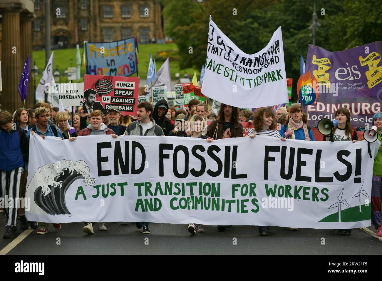 Edinburgh Scotland, UK 16 September 2023. Hundreds of protesters gather ...