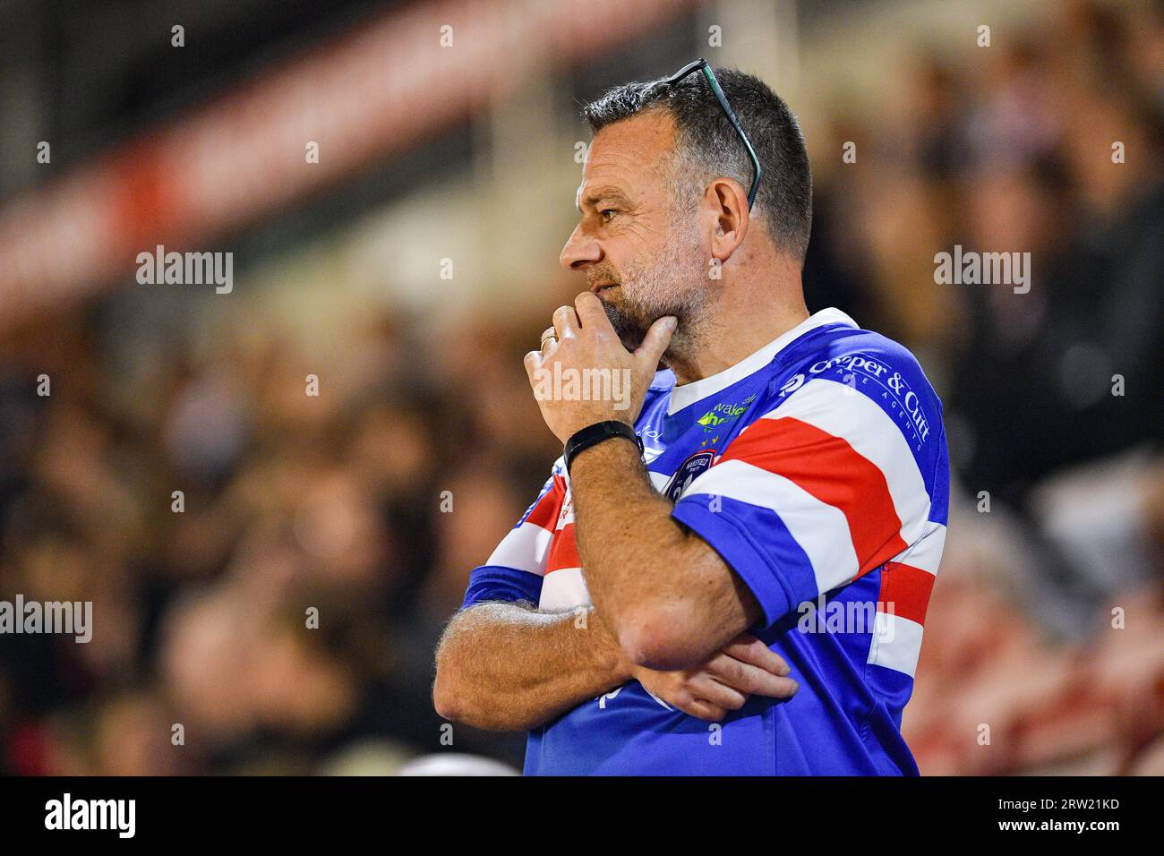 Leigh, England - 15th September 2023 Wakefield Trinity fans. Rugby ... Leigh, England - 15th September 2023 Wakefield Trinity fans. Rugby ...
