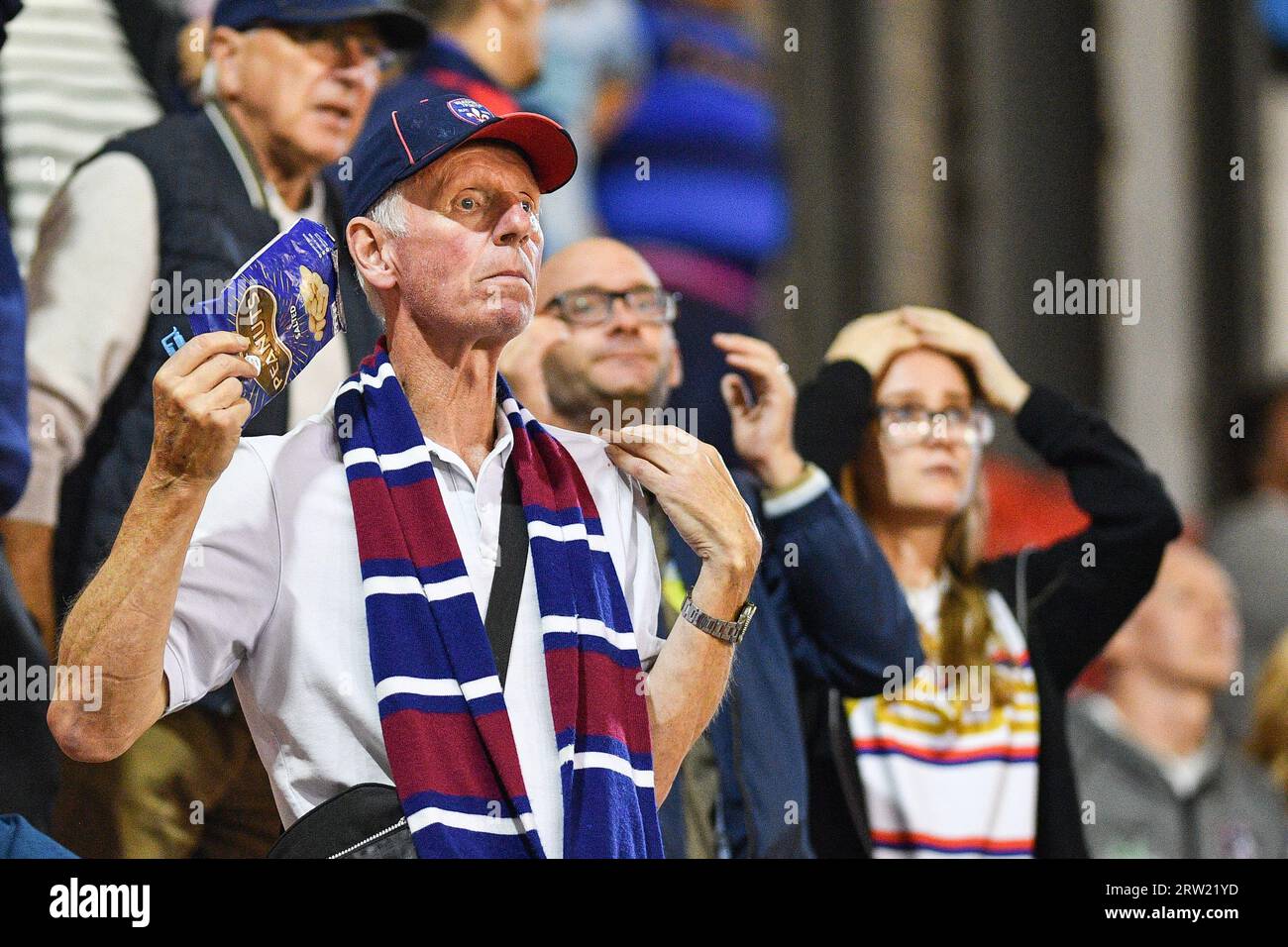 Leigh, England - 15th September 2023 Wakefield Trinity fans. Rugby ... Leigh, England - 15th September 2023 Wakefield Trinity fans. Rugby ...