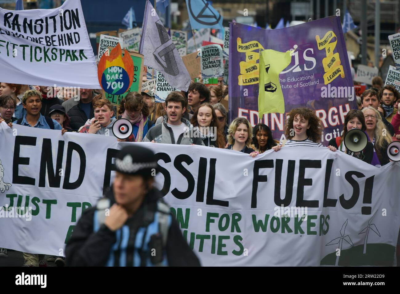 Edinburgh Scotland, UK 16 September 2023. Hundreds of protesters gather ...