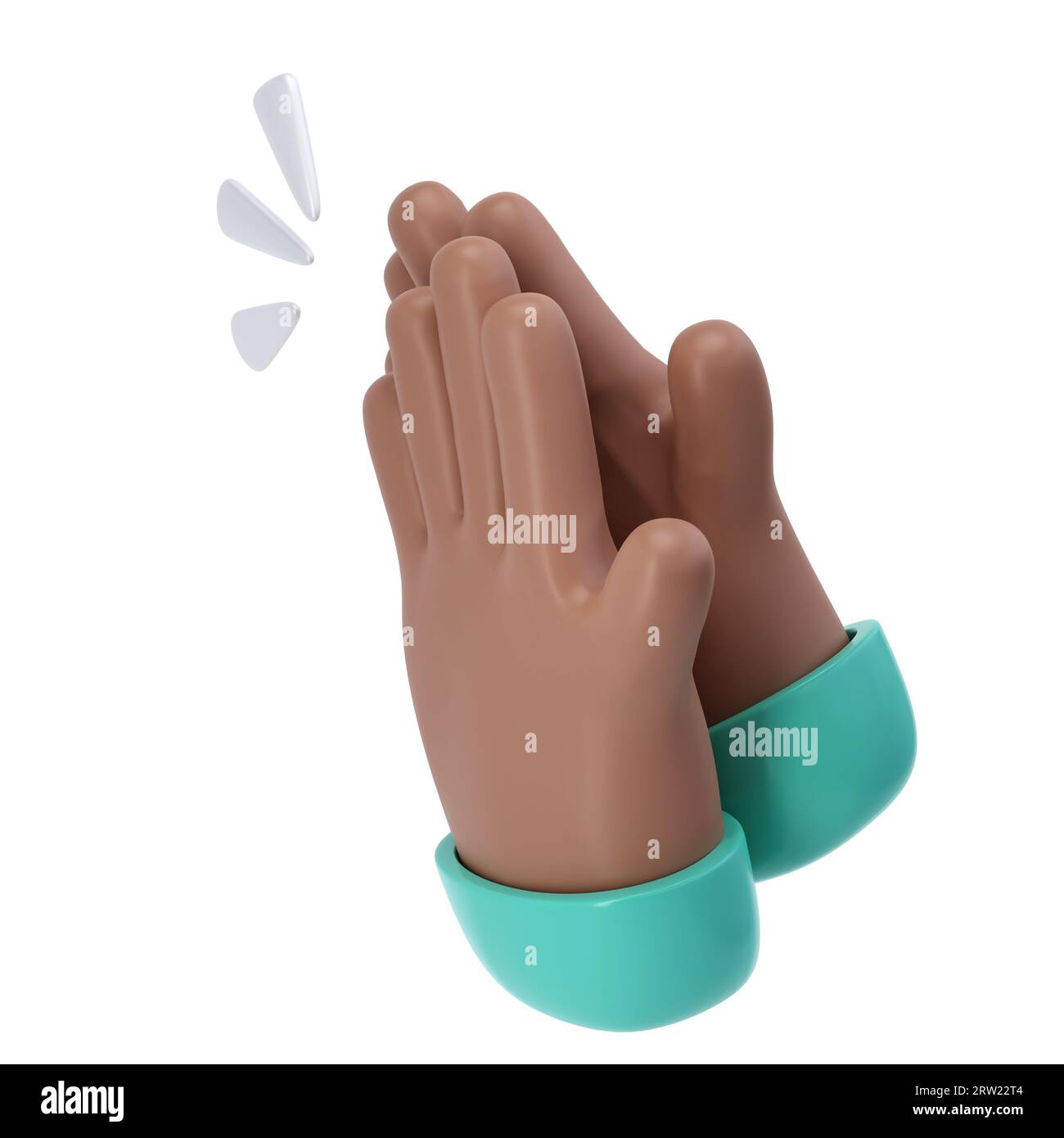 3D Clapping Hands dark skin icon isolated with clipping path applauding ...