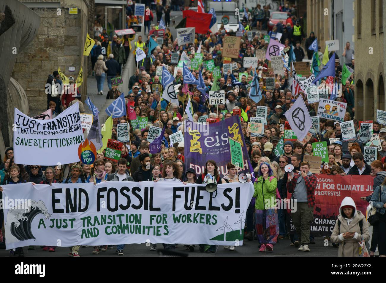 Edinburgh Scotland, UK 16 September 2023. Hundreds of protesters gather ...