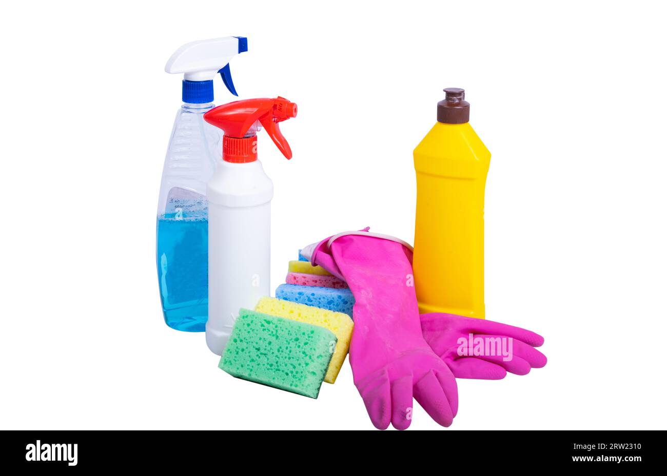 household chemicals for cleaning isolated on white background Stock ...