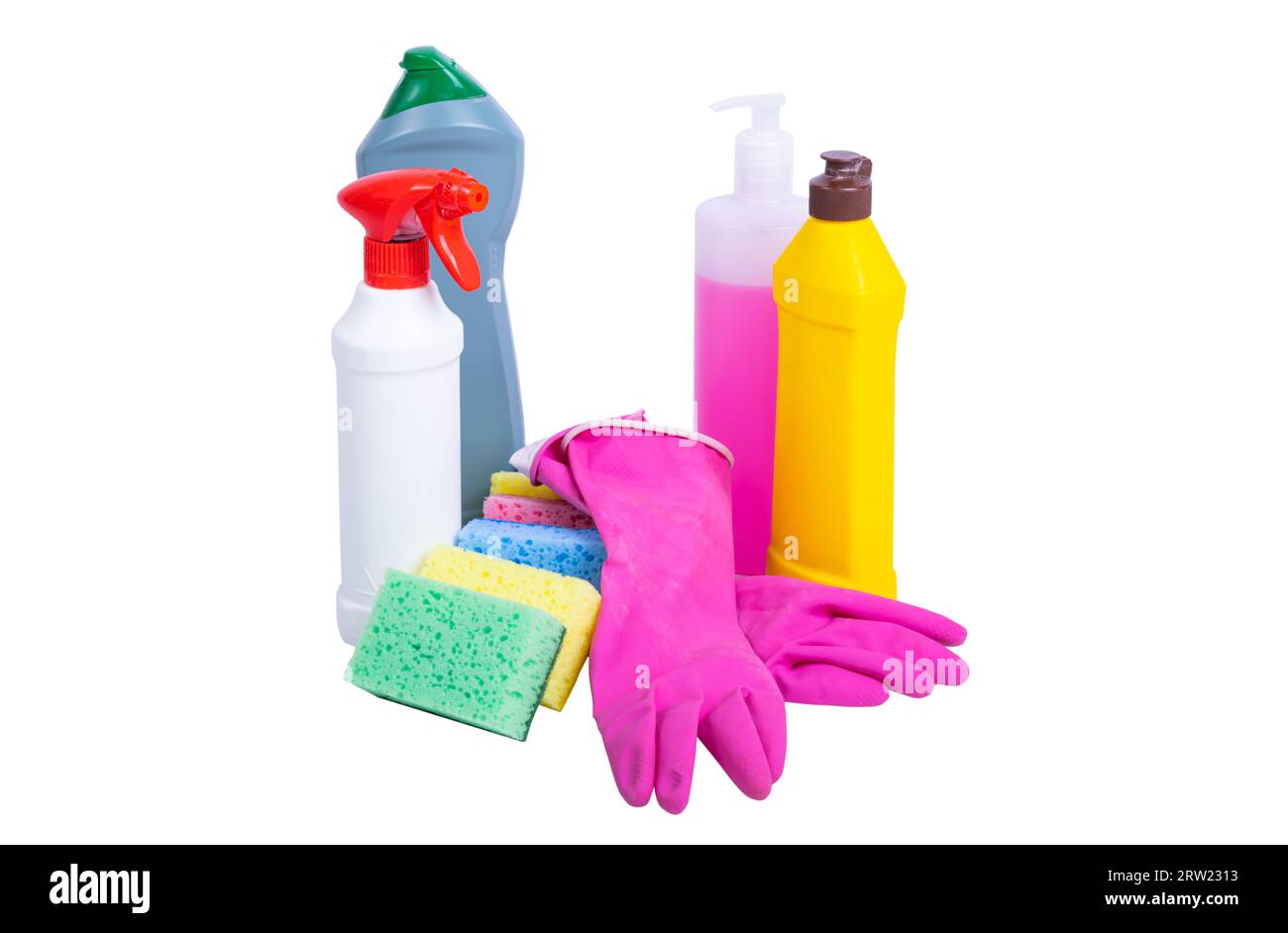 household chemicals for cleaning isolated on white background Stock ...