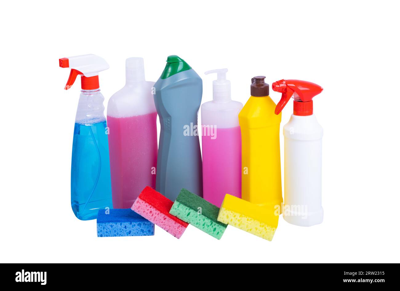 household chemicals for cleaning isolated on white background Stock ...