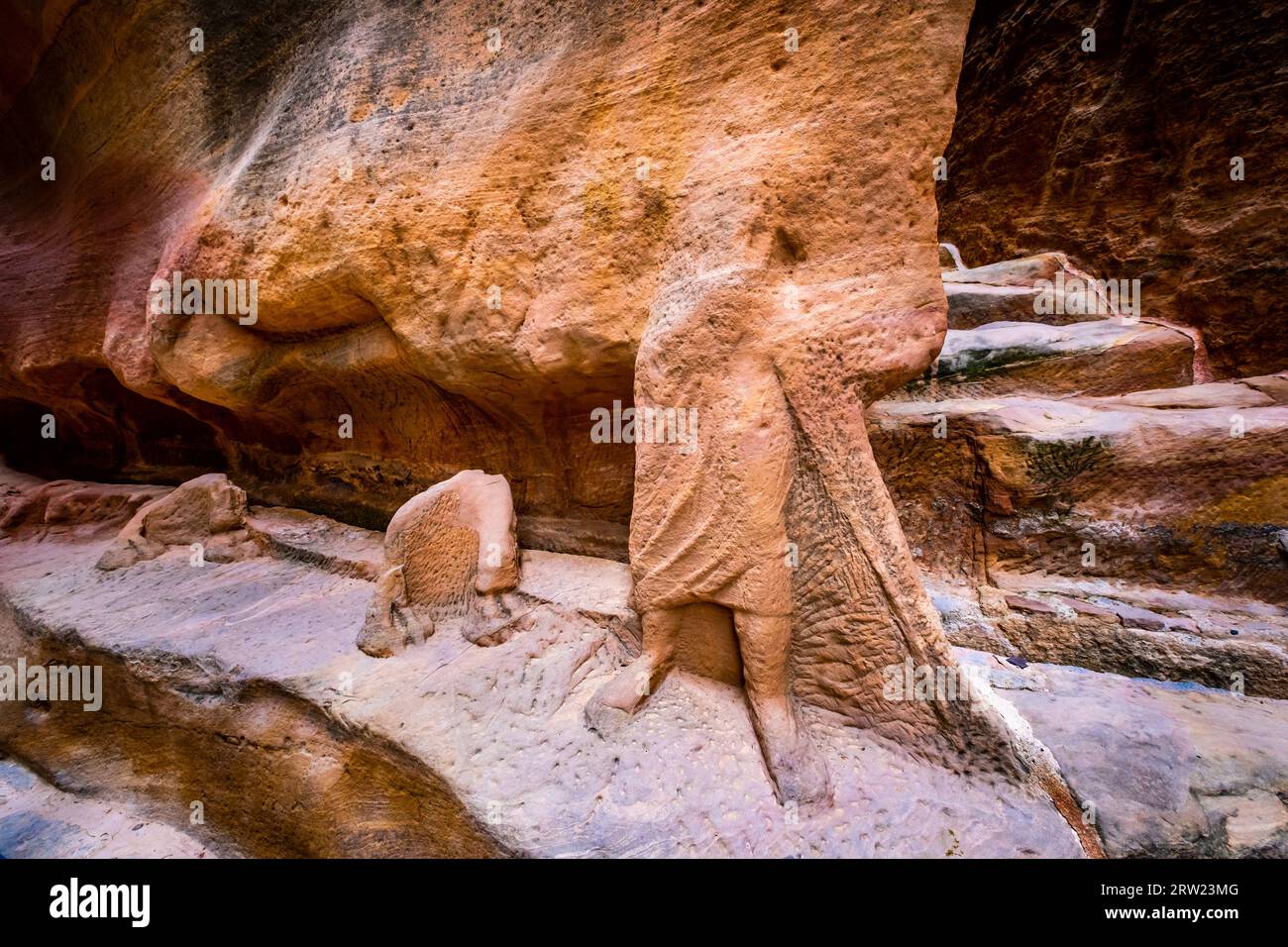Underground ancient rock carving of a royal tomb in Petra, Jordan Stock ...