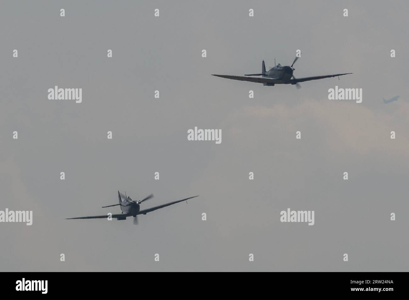 Duxford, UK. 16th Sep, 2023. Hispano HA-112 Buchons and Supermarine ...