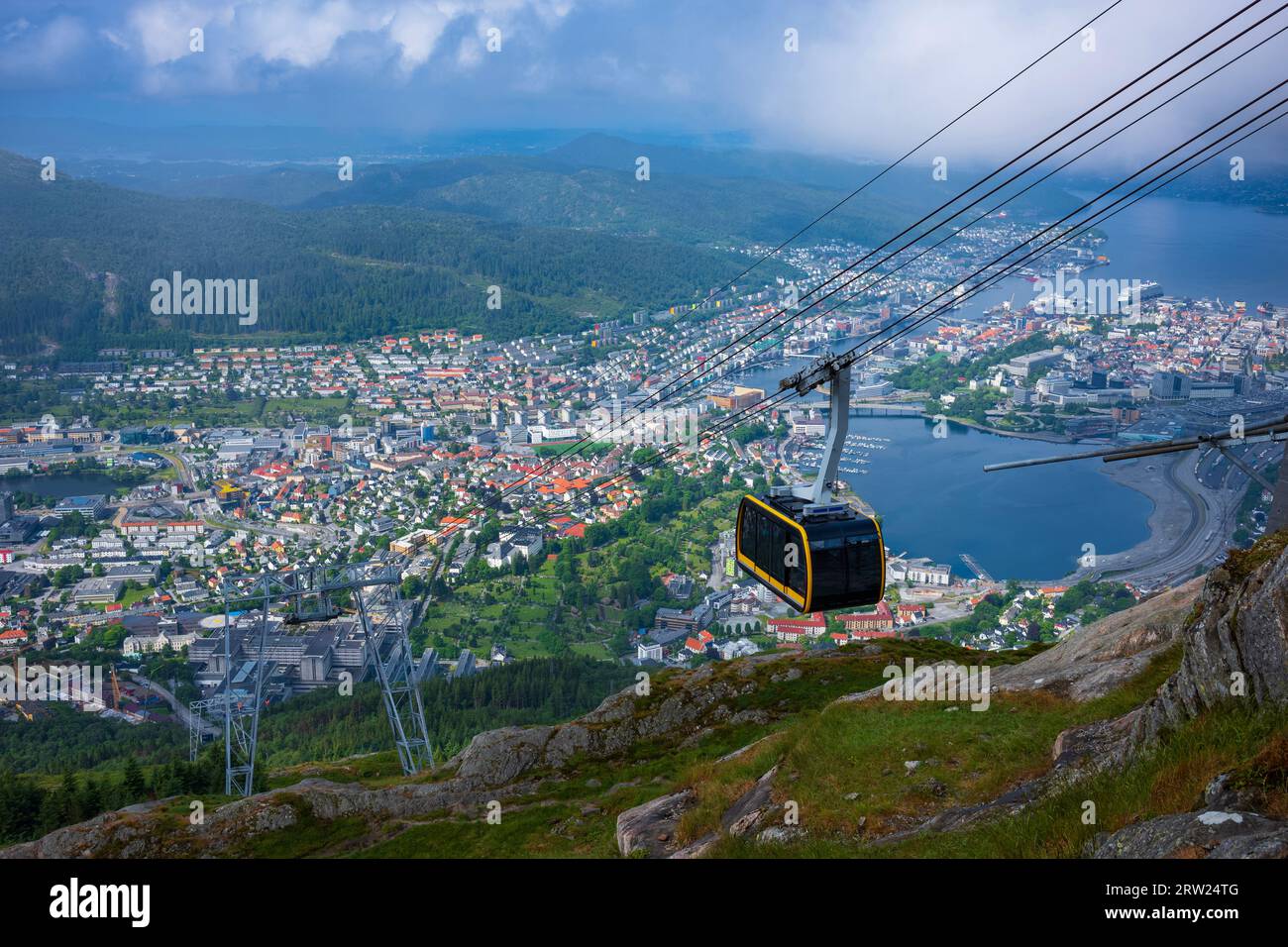 The view of Bergen, Norway, from Ulriken, the highest point of the ...