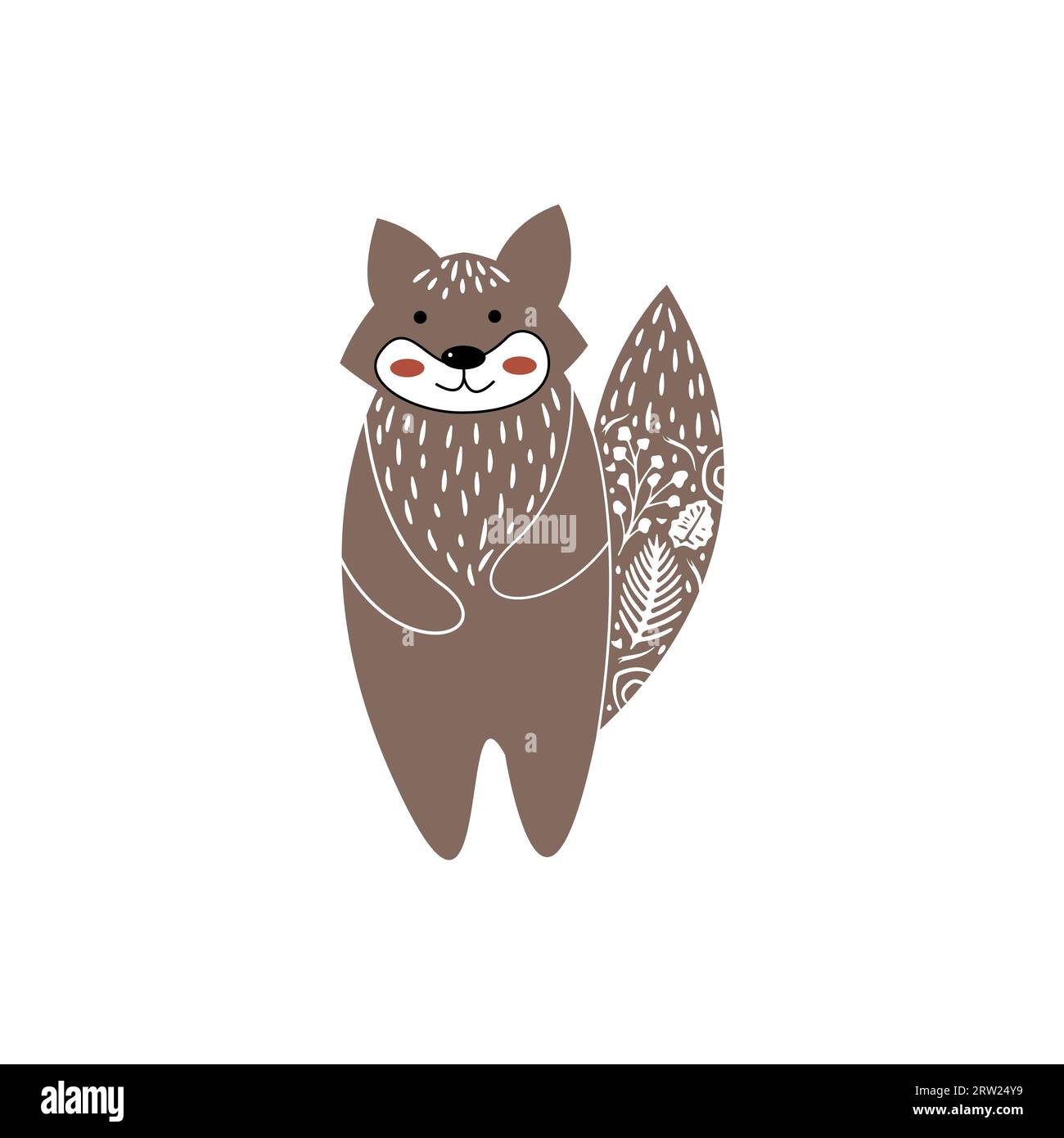 Fox in floral ornament. Modern boho decorative linocut Stock Vector ...