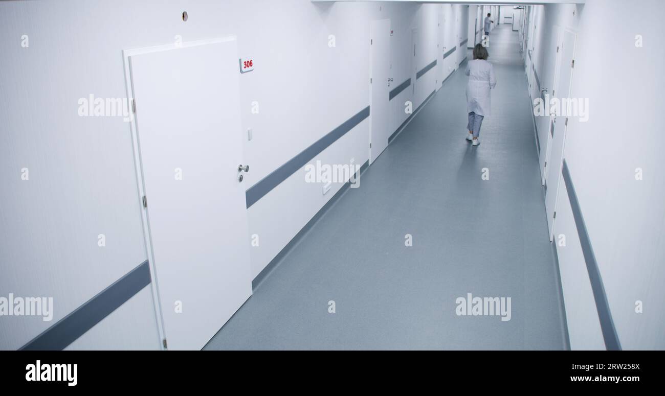 Hospital hallway: Busy doctors, professional medics, nurses, healthcare ...