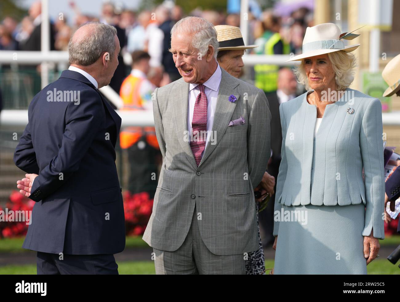 King Charles III and Queen Camilla during the Betfred St Leger Festival ...
