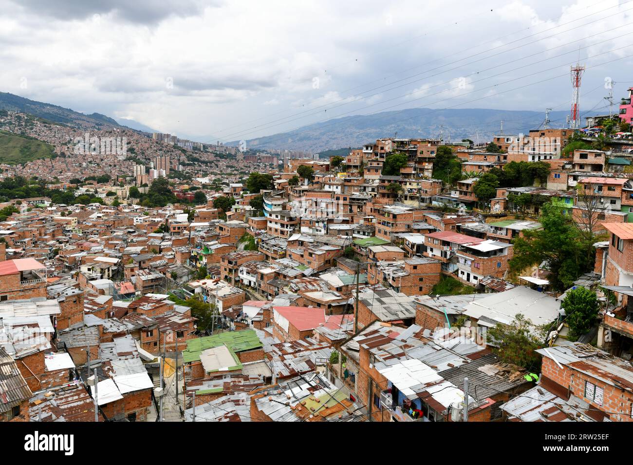Medellin, Colombia - Apr 16, 2022: Colorful streets of Comuna 13 ...