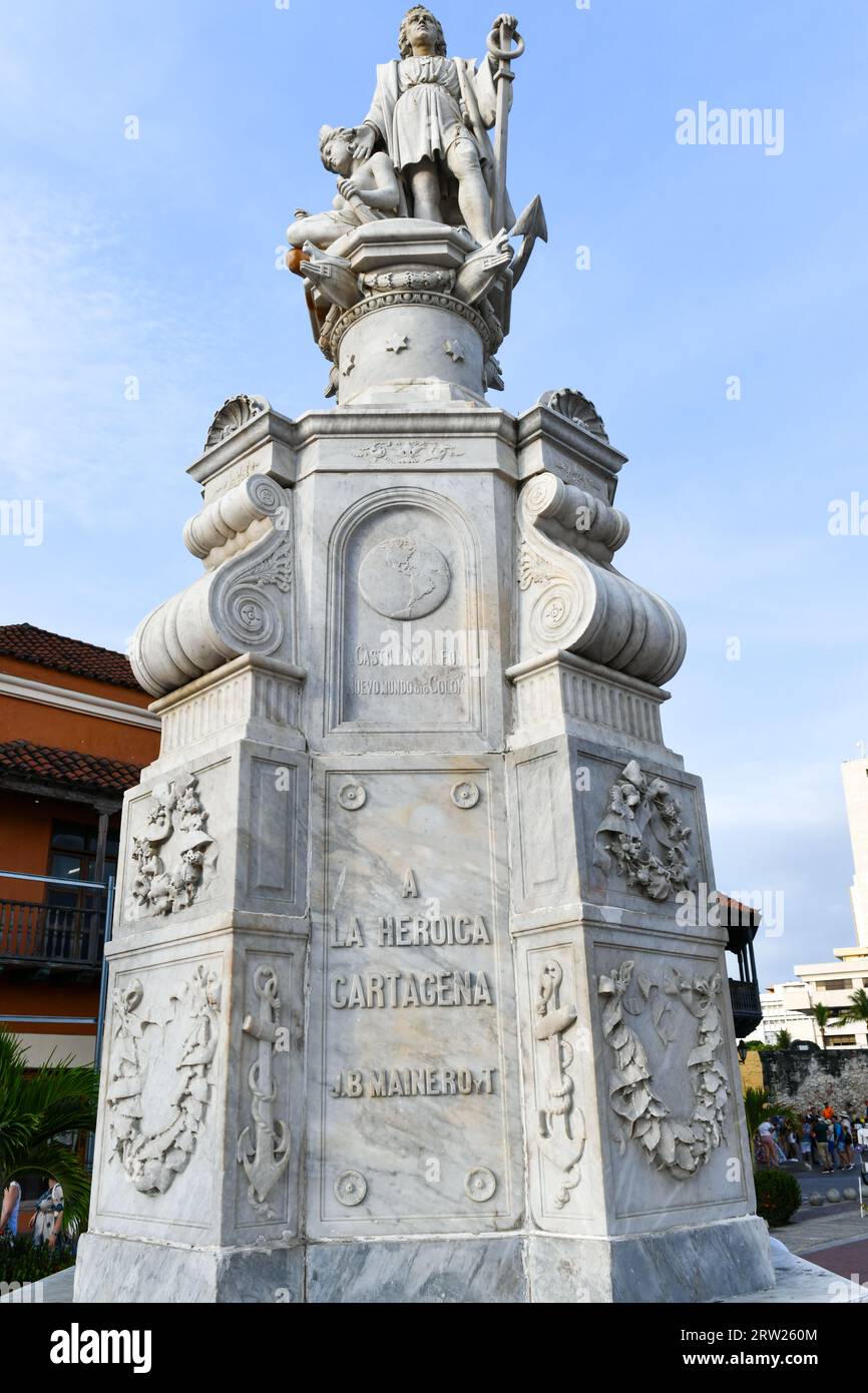 Cartagena, Colombia - Apr 17, 2022: Christopher Columbus Statue in ...