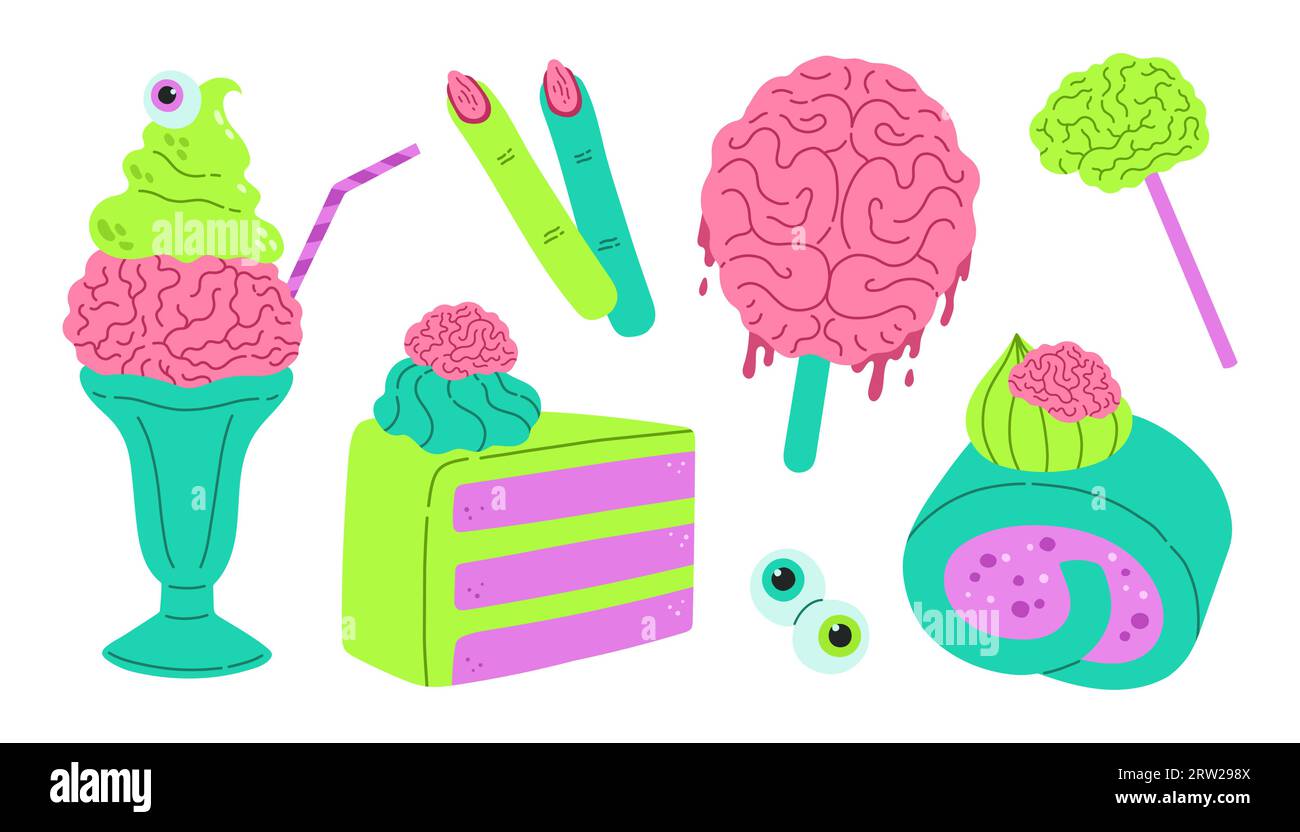 Zombie food set. Dish for Halloween party, weird food. Scary Halloween ...