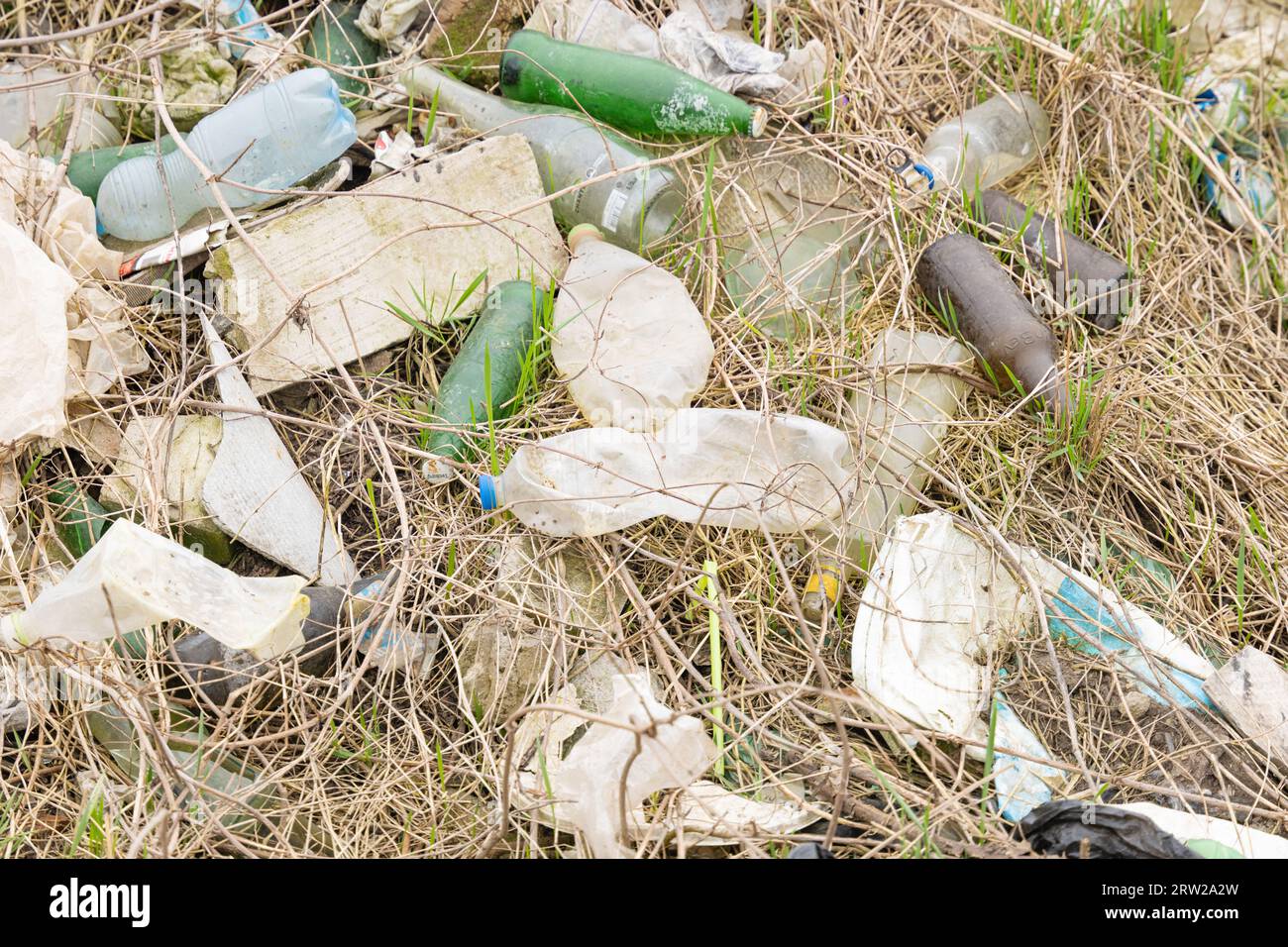 environmental ecology - a lot of garbage in nature Stock Photo - Alamy