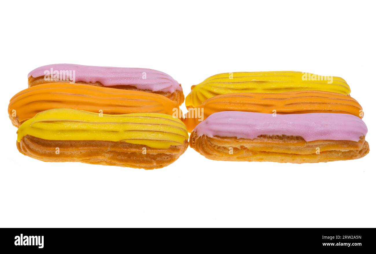 eclairs isolated on white background Stock Photo - Alamy