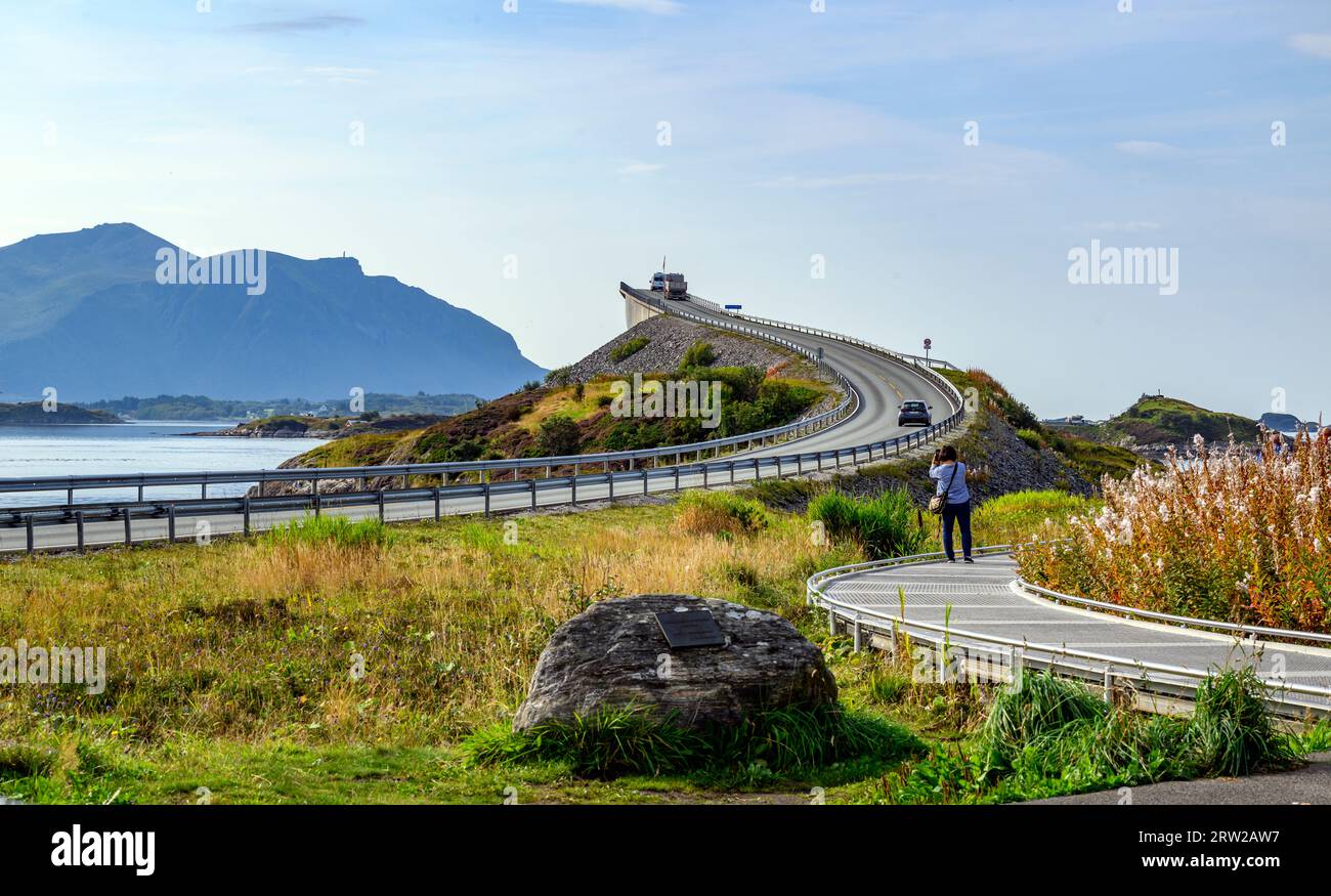 Storseisund Bridge, part of the scenic Atlantic Ocean Road (northern ...