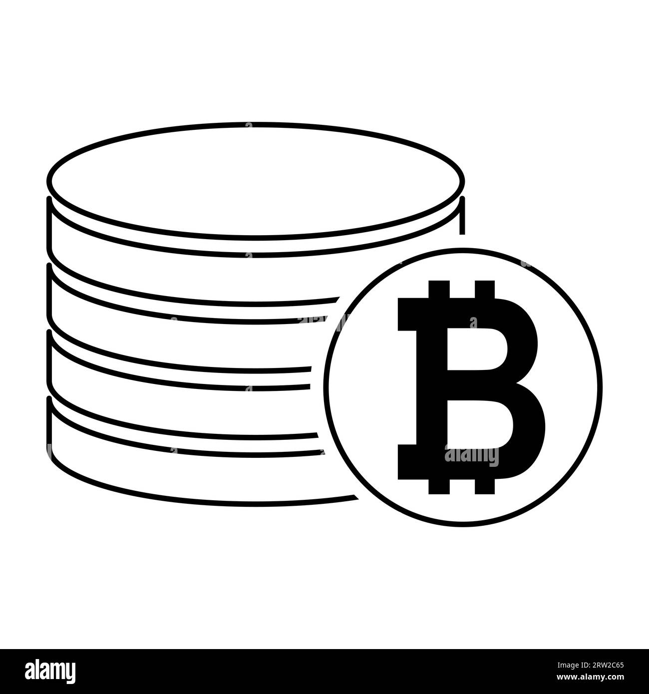 Bitcoin stack coin, flat icon money design, cash sign vector ...
