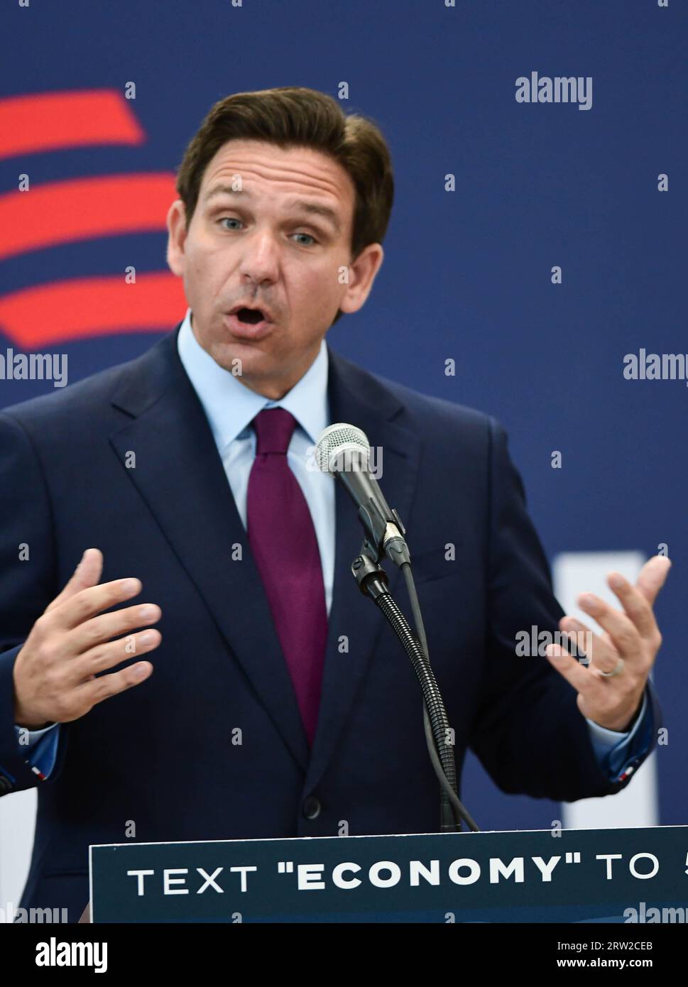 Rochester, N.H., USA, 31 July, 2023, Florida Gov. Ron DeSantis speaks ...
